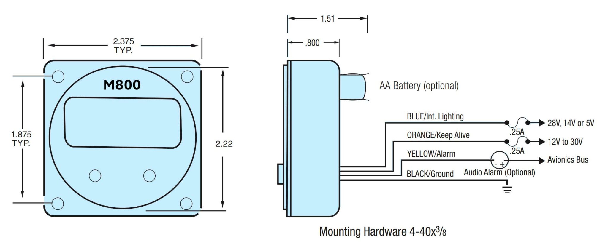 Davtron M800 Digital Clock – AllAvionics.com